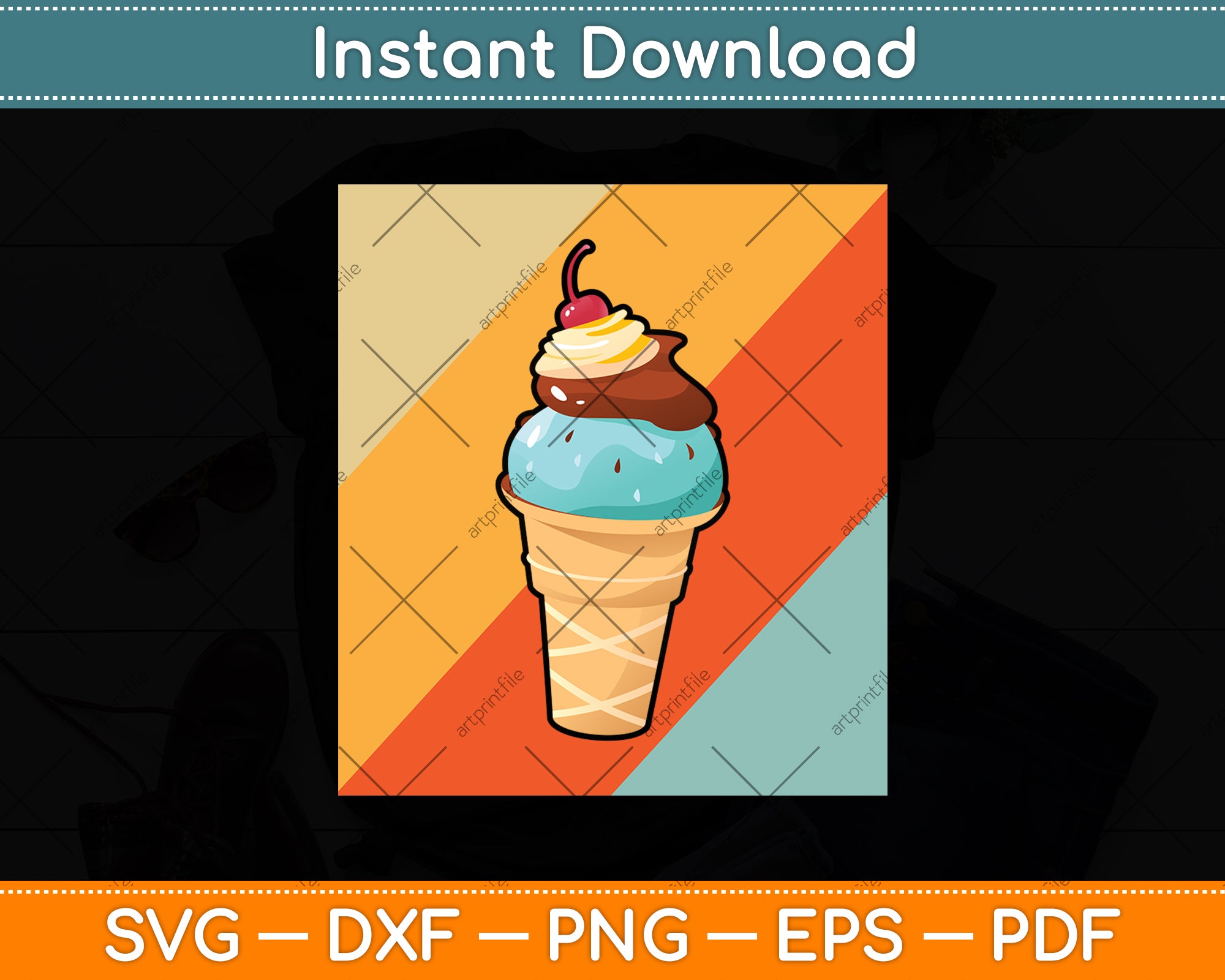 Vintage Retro Ice Cream Svg Design Cutting File – artprintfile