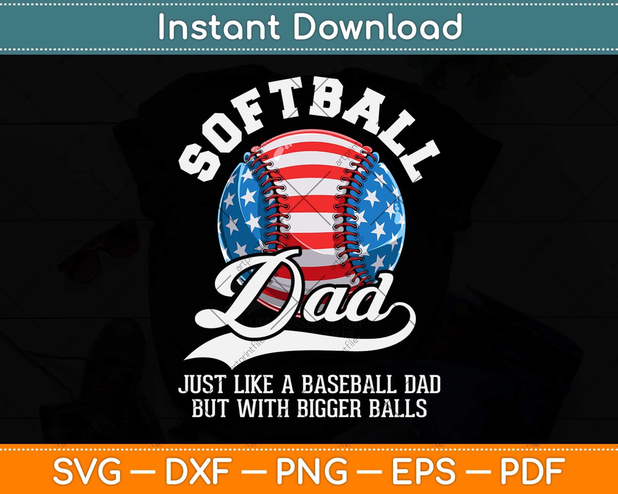 American Flag Softball Dad Like A Baseball Dad Fathers Day Svg File ...