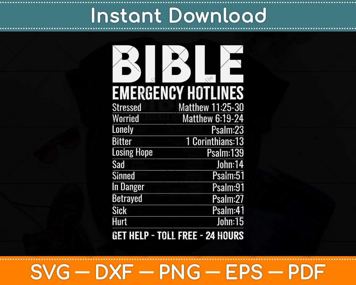 Bible Emergency Numbers Funny Hotline Christian Svg Cutting File ...