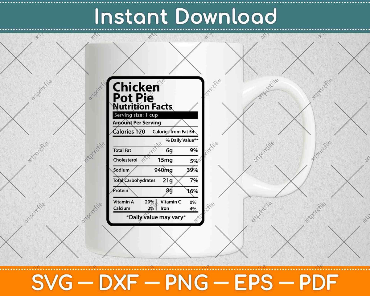 Chicken Pot Pie Nutrition Facts Funny Thanksgiving Svg Png Dxf File ...