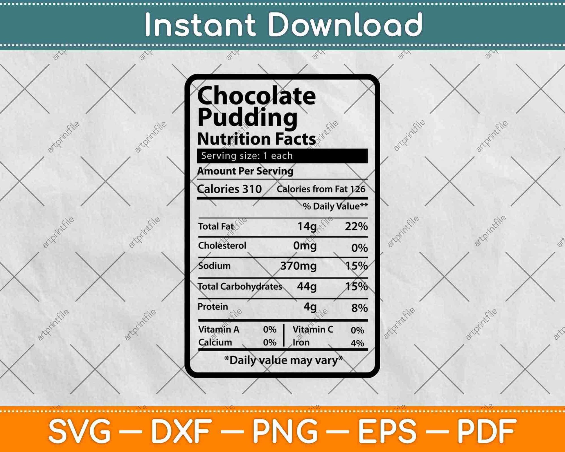 Chocolate Pudding Nutrition Facts Thanksgiving Svg Png Dxf File ...