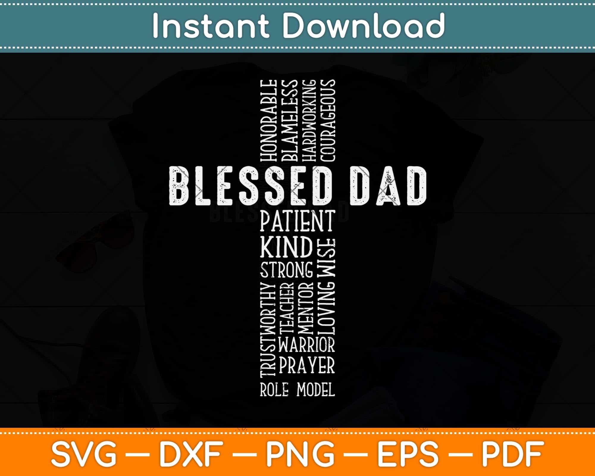 Christian Blessed Dad Cross Fathers Day Svg Cutting File – artprintfile
