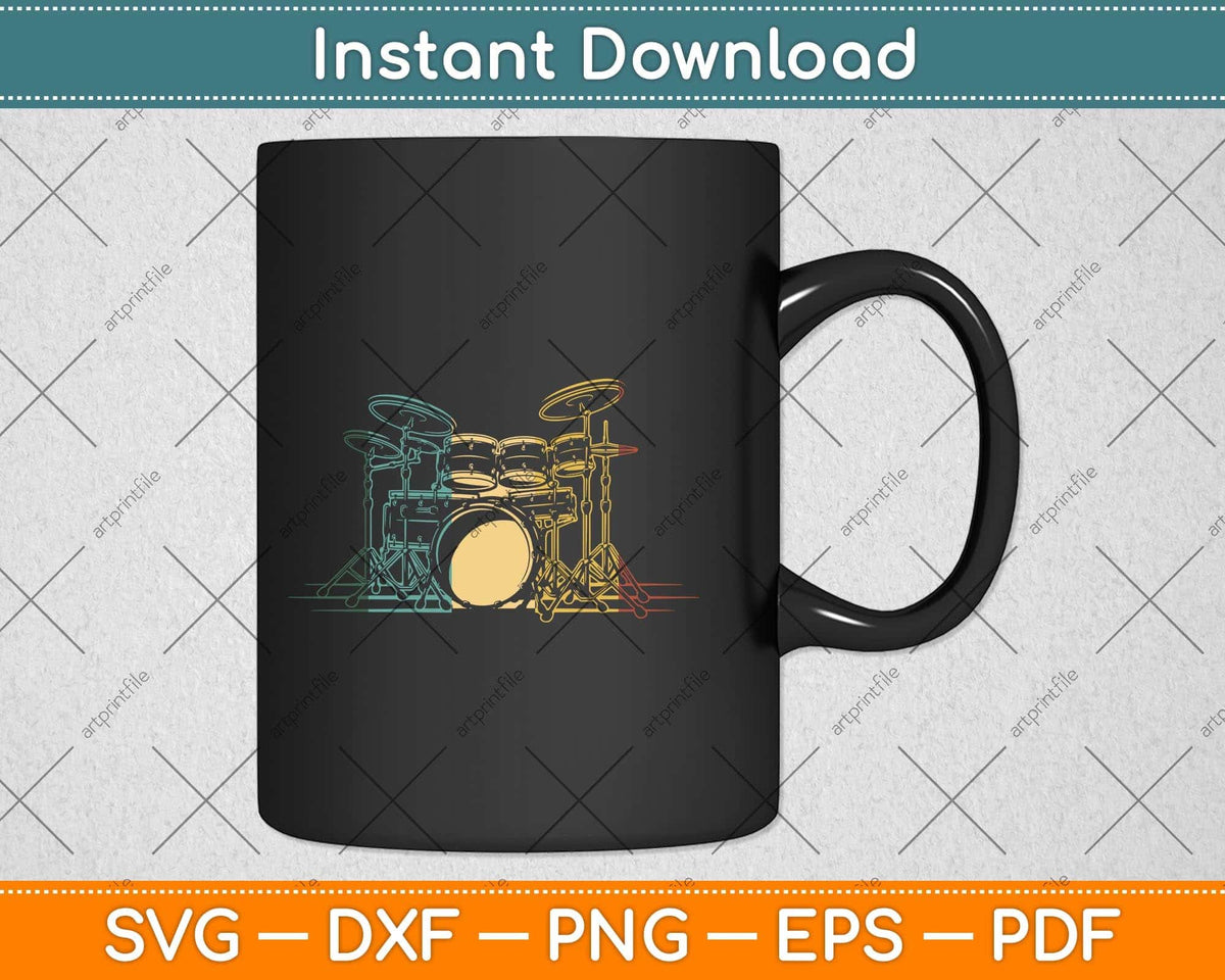 Drummer Retro Vintage Drum Set Drumset Drummers Svg Cutting File ...
