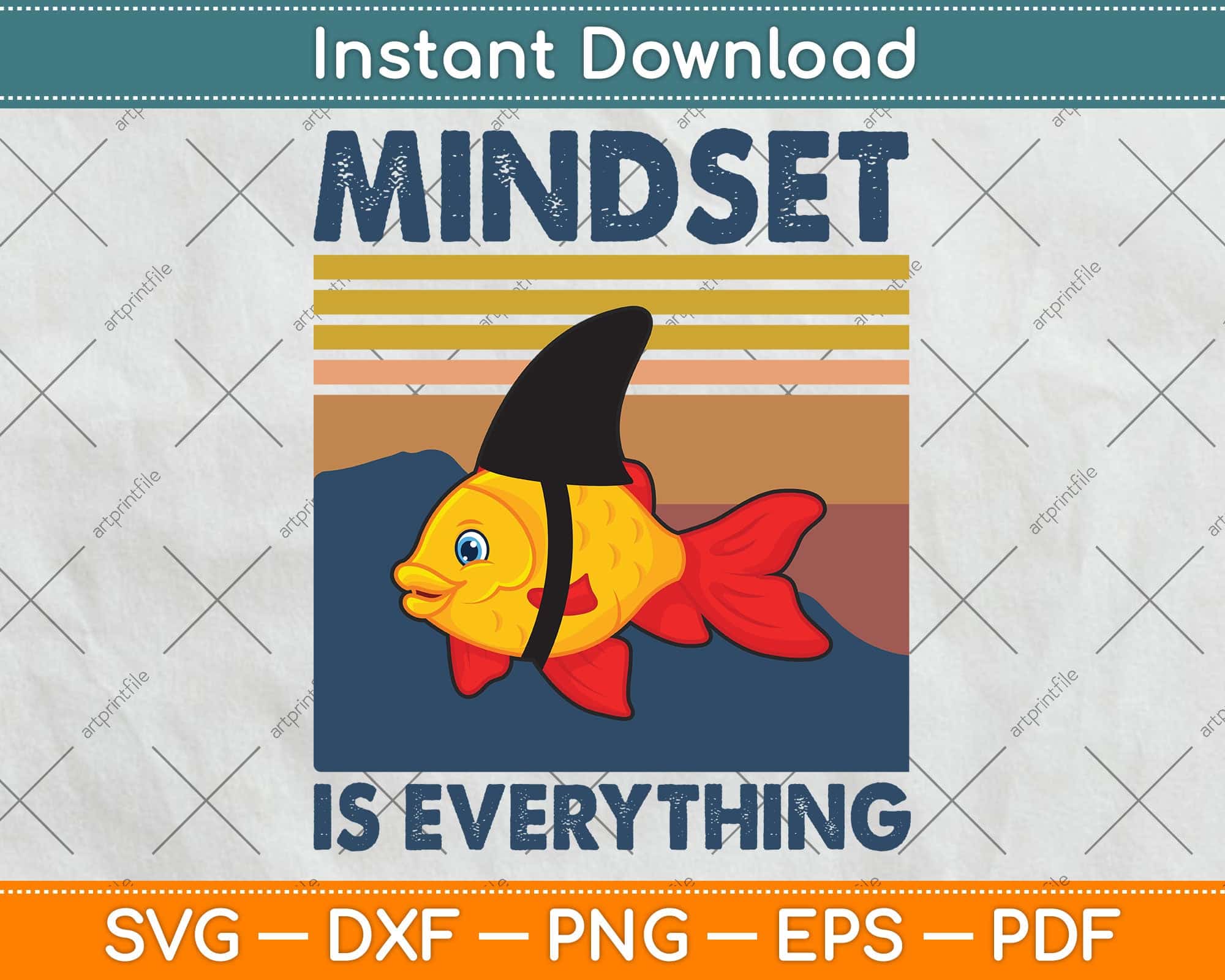 Everything Is Mindset Shark Fin Goldfish Vintage Svg Cutting File ...