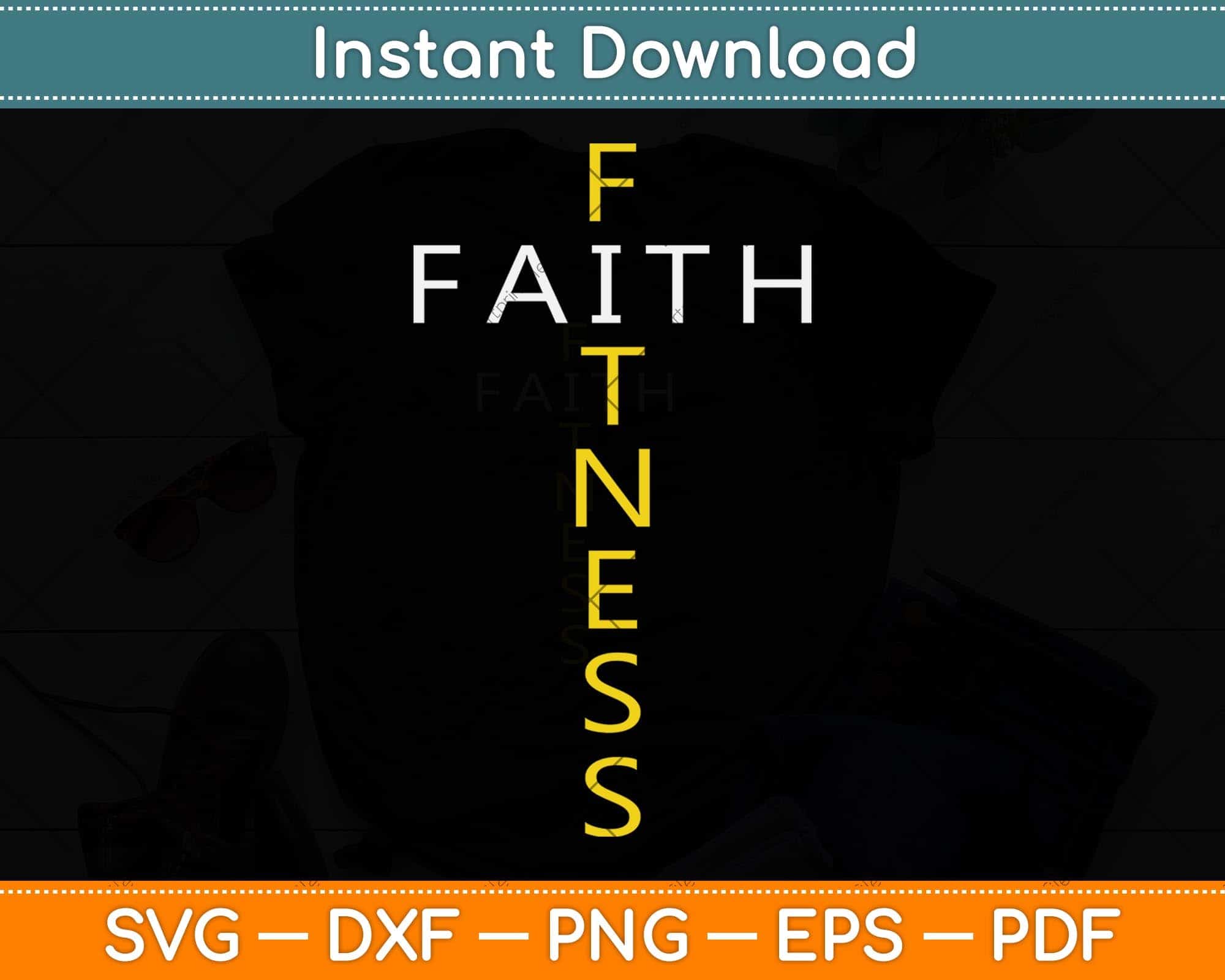 Faith Fitness Cross Christian Workout Modern Gym Svg Cutting File ...
