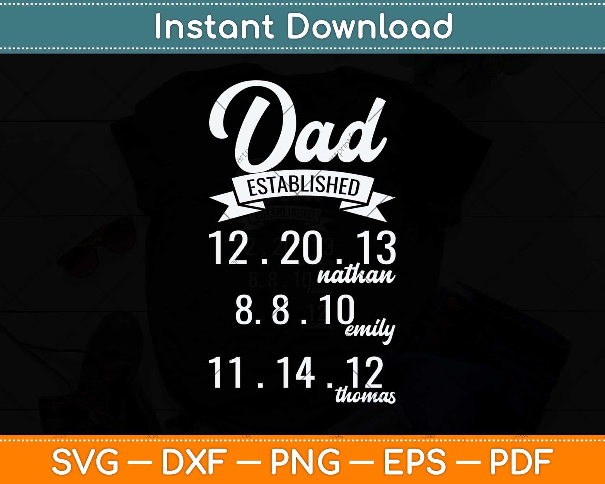 Father's Day Gift for Dad & Grandpa from Daughter & Son Svg File ...