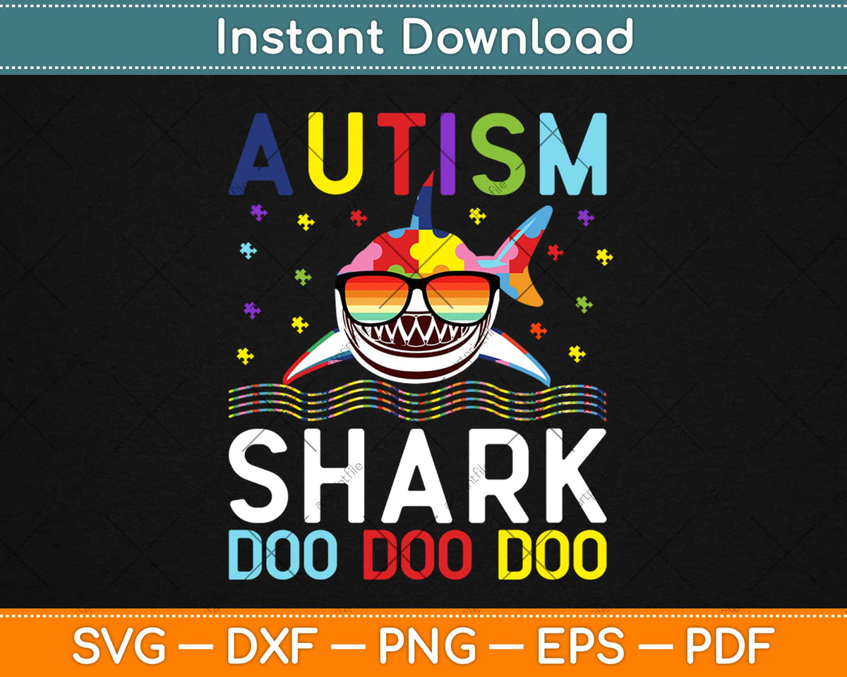 Funny Autism Shark Puzzle Awareness Day Svg Png Design Digital Cutting ...