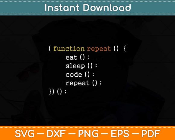 Funny Computer Science Programmer Eat Sleep Code Svg Cutting File Artprintfile