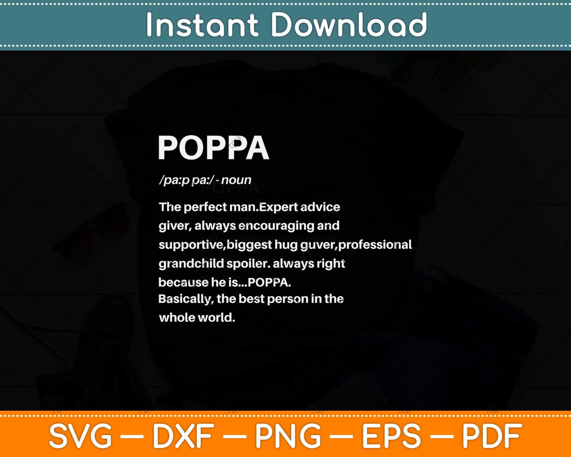 Funny Poppa Definition Birthday Father Day Grandpa Svg Cutting File ...