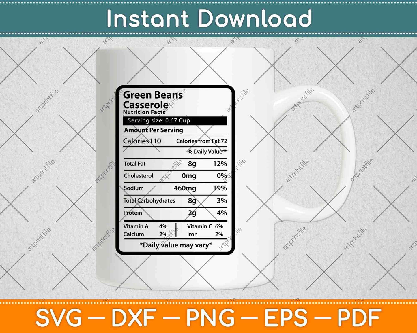 Green Beans Nutrition Facts Svg Png Dxf Digital Cutting File – artprintfile