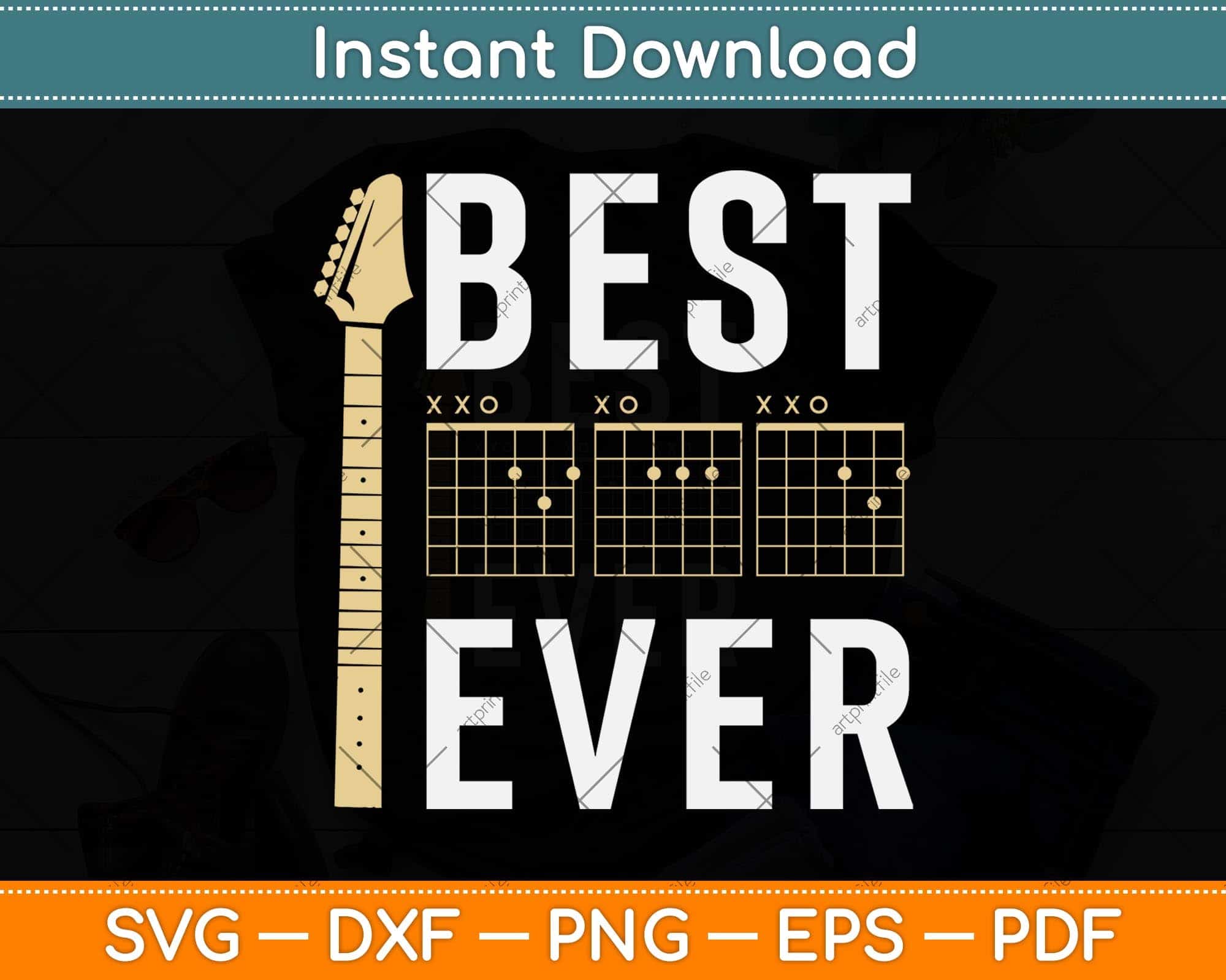 Guitarist Father Best Dad Ever D A D Chord Gifts Guitar Svg Cut File ...