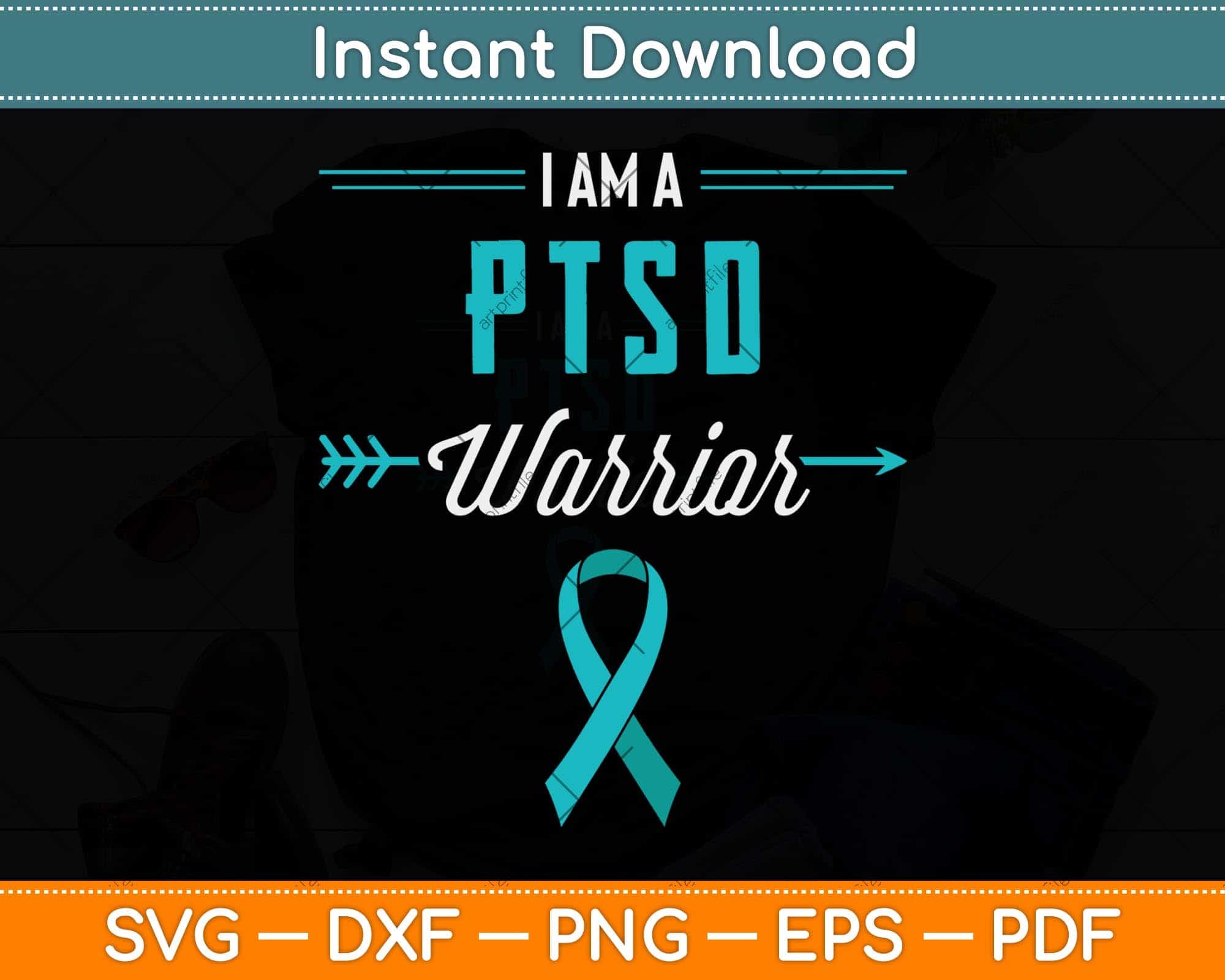 I Am A PTSD Warrior Traumatic Psychological Trauma Teal Ribbon Svg ...