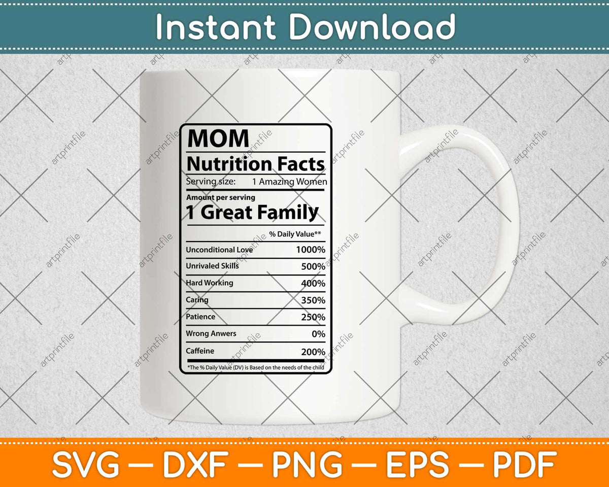 Mom Nutrition Facts Nutritional Label Svg Png Dxf Cutting Files ...