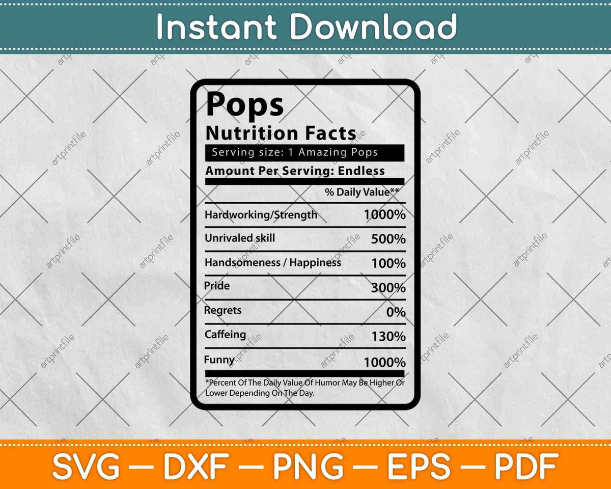 Pops Nutrition Facts Svg Png Dxf Digital Cutting Files – artprintfile