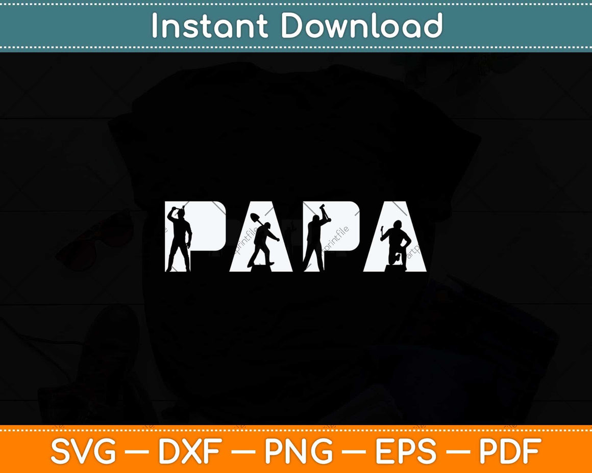 Proud Construction Worker Dad Funny Papa Fathers Day Svg Cutting File ...