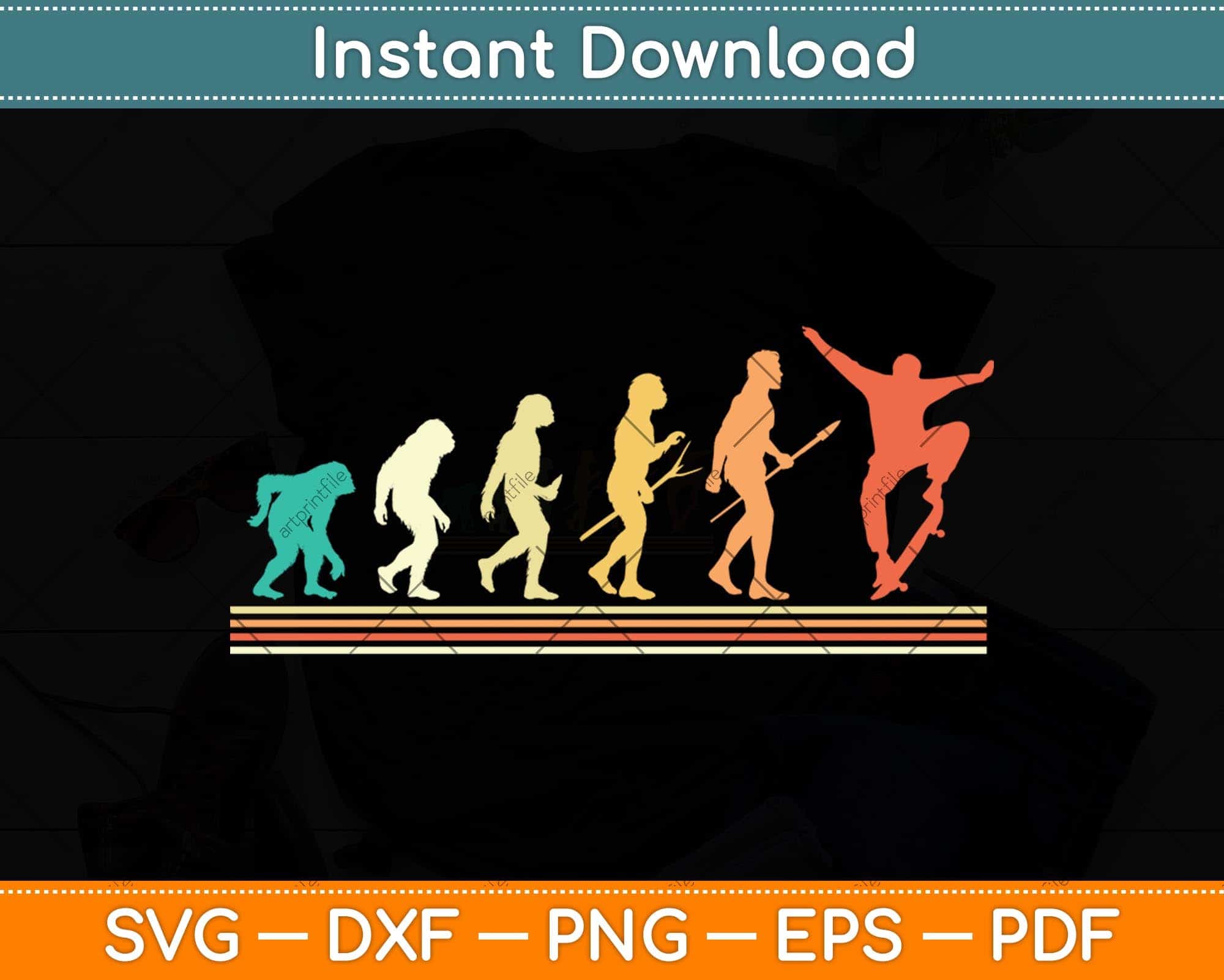 Retro Skating Evolution Gift For Skaters and Skateboarders Svg File ...