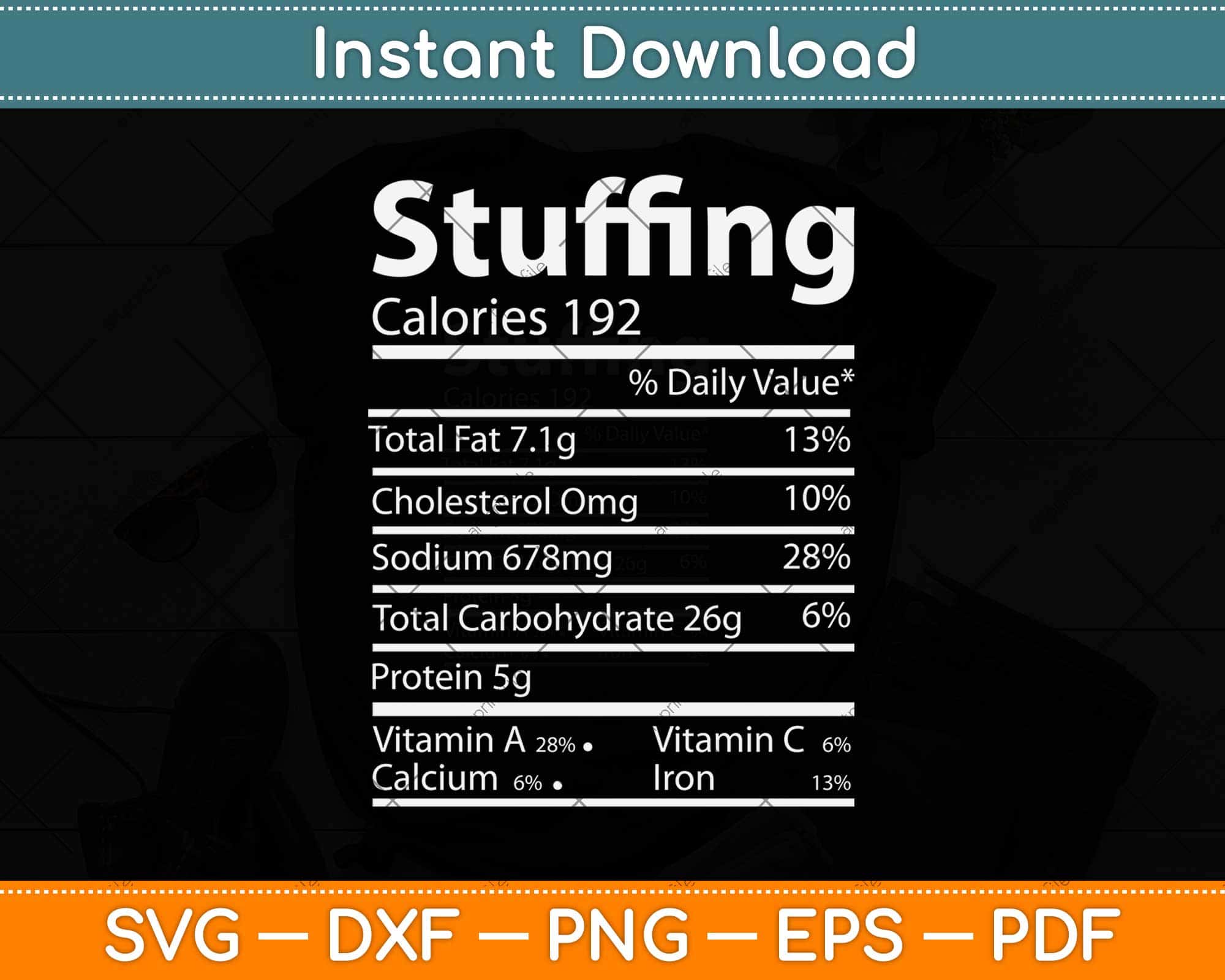 Stuffing Nutrition Facts for Thanksgiving Svg Png Dxf Cutting File ...