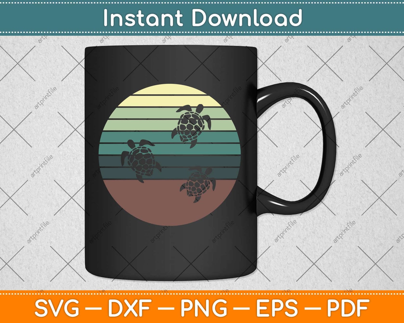 Vintage Retro Sea Turtle Svg Cutting File – artprintfile