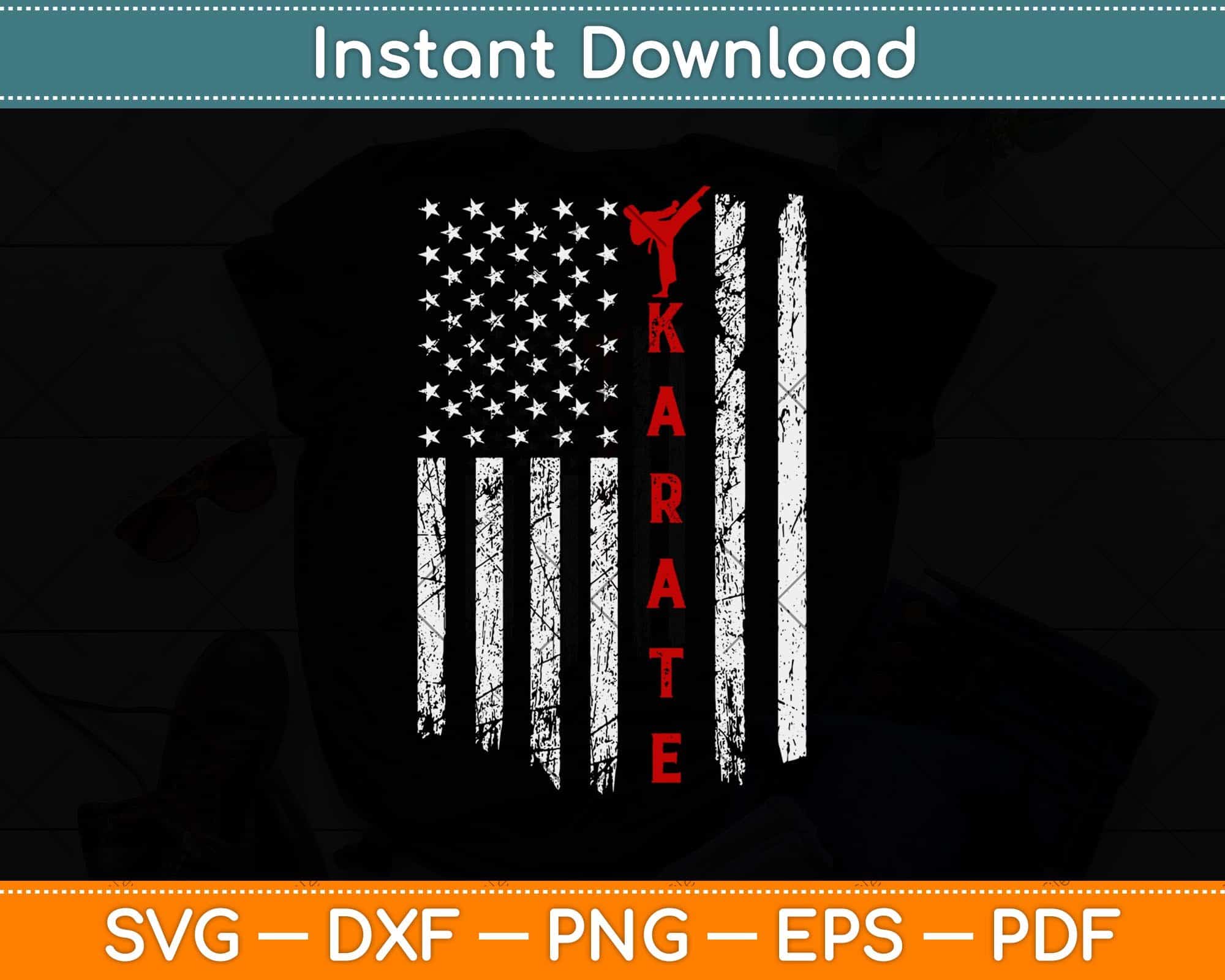 Vintage USA Red White Karate American Flag Svg Cutting File – artprintfile